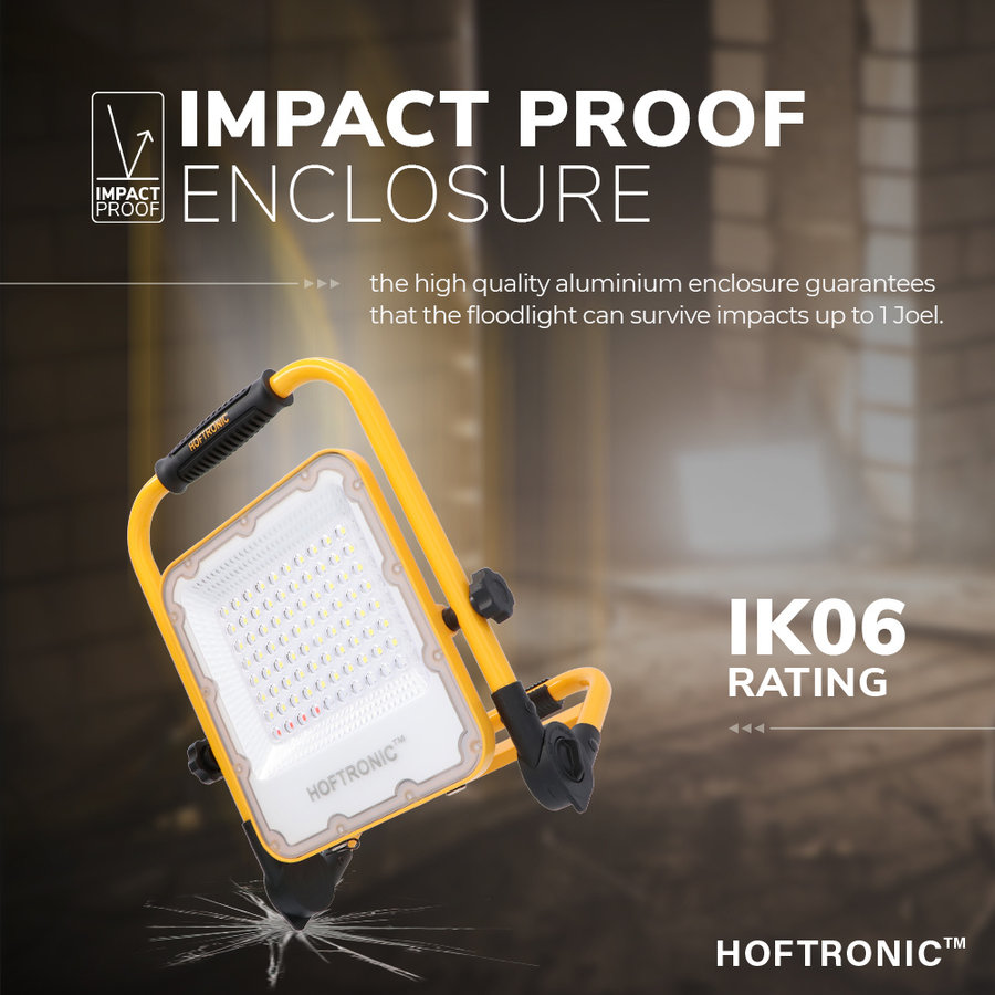 LED Worklight 50 Watt 6400K IP65- Adjustable work lamp with battery