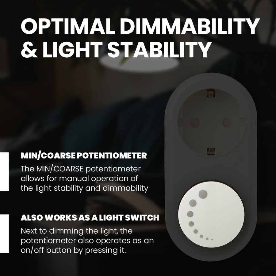 Plug-in dimmer - LED - phase cut - 0-100 watt
