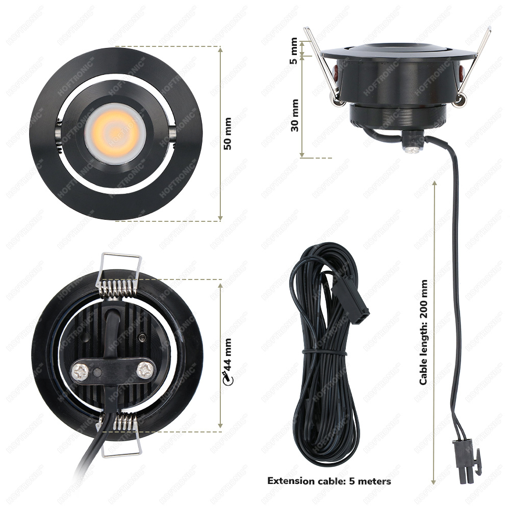 Sienna LED Inbouwspots set Zwart 8x3W 2700K IP44 12V
