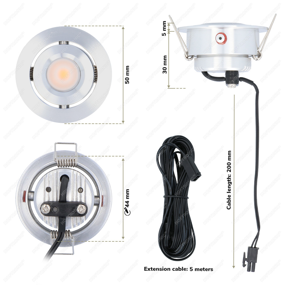 Sienna LED recessed spot 3 Watt - 12 Volt - 2700K - IP44 - Tiltable
