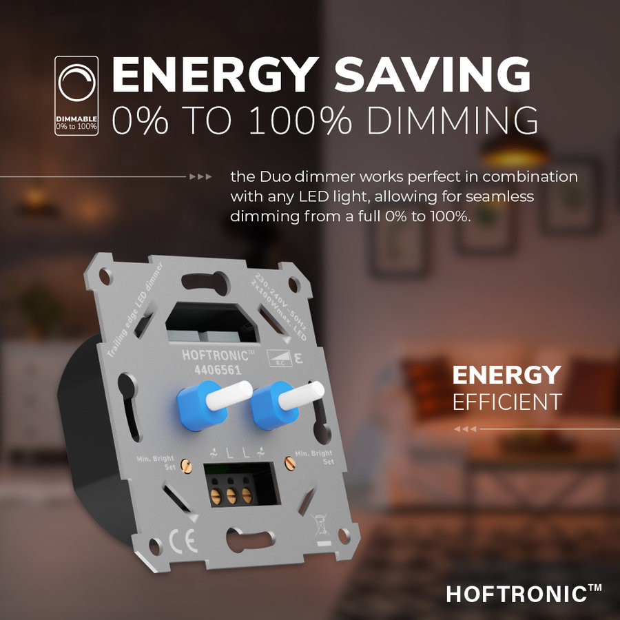 LED Duo dimmer trailing edge 2x100W maximum