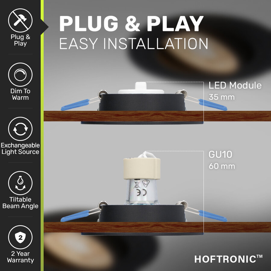 Miro LED downlight - Dim to warm - LED module - Black