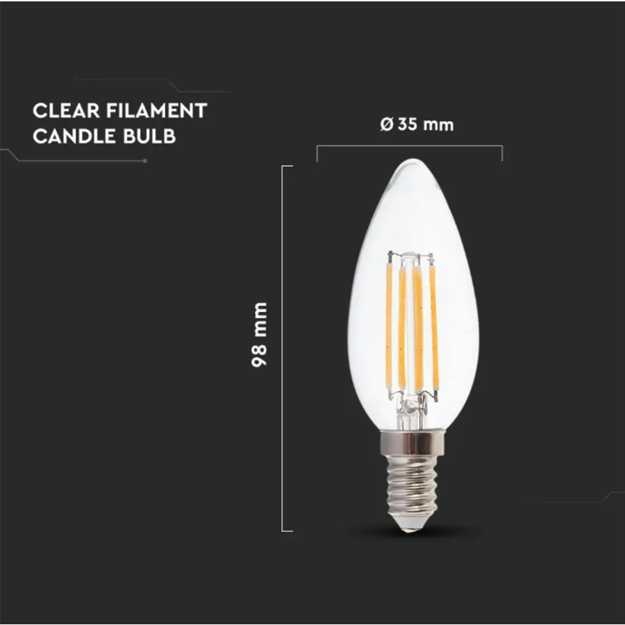 E14 LED Filament Lamp - 4 Watt - 400 Lumen - 3000K - E14 fitting