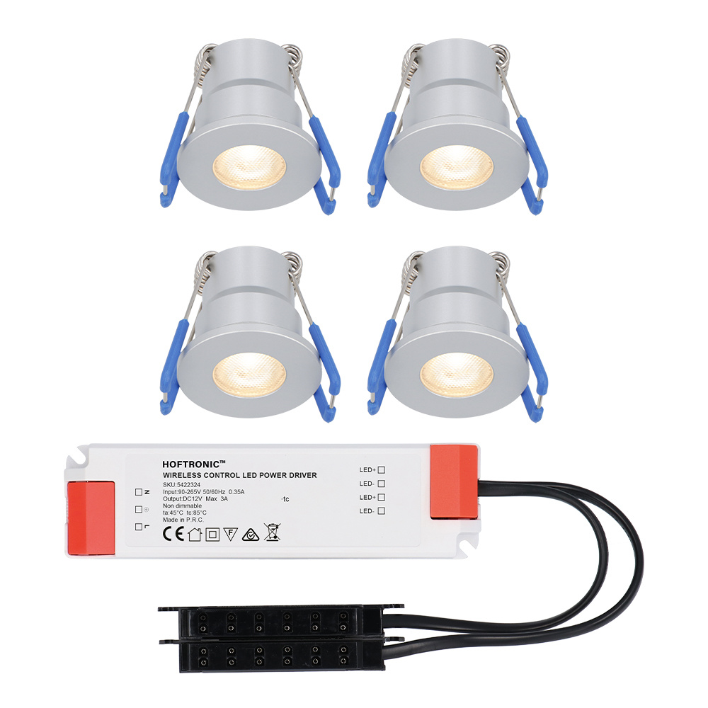 4x Milano - Mini LED Spotlight 12V 3W - 2700K - Stainless steel - IP65