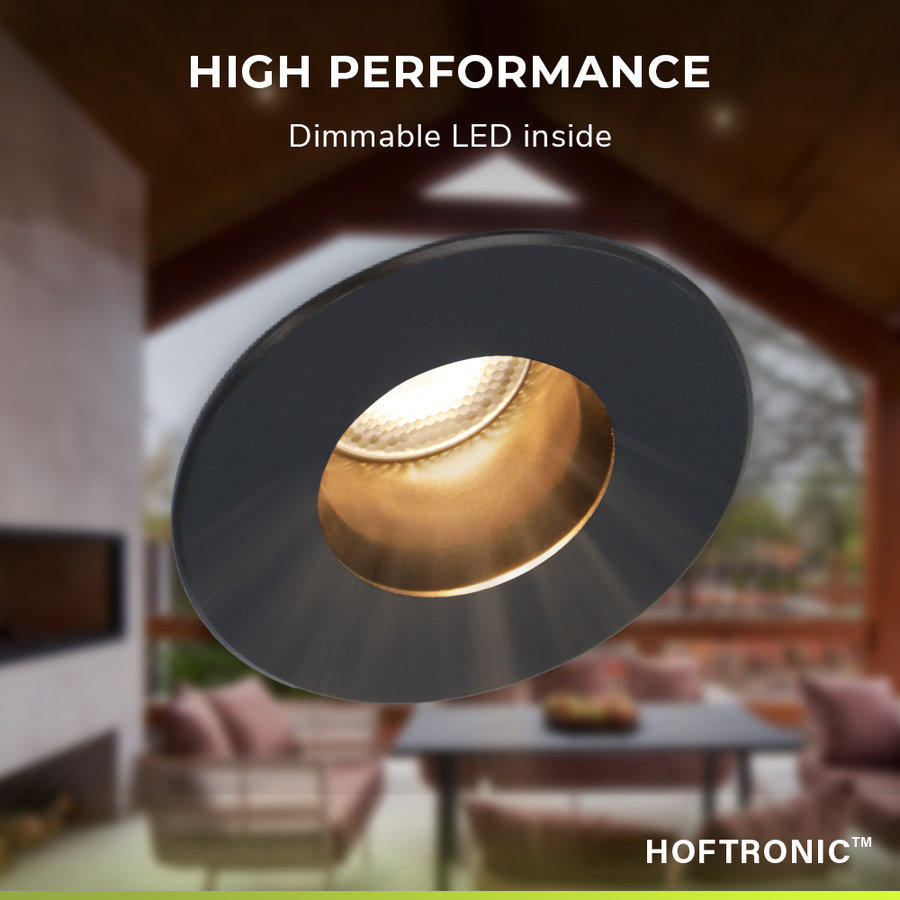 12x Olivia LED-Downlight-Set mit Wanddimmer - 2700K - schwarz