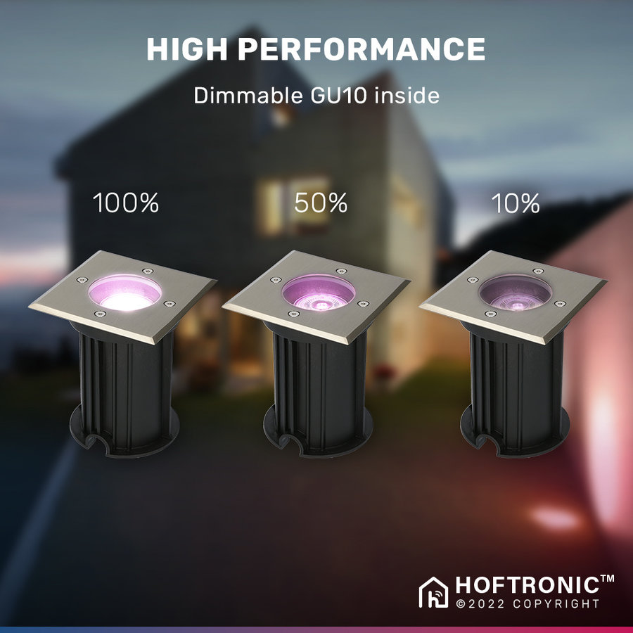 WiFi LED ground light square Ramsay RVS RGBWW IP67