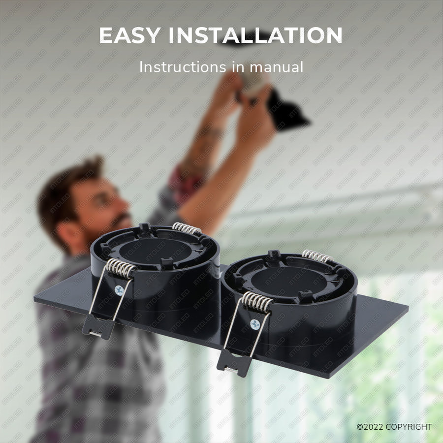 Double LED Downlight Mallorca black rectangular - Tiltable - IP22