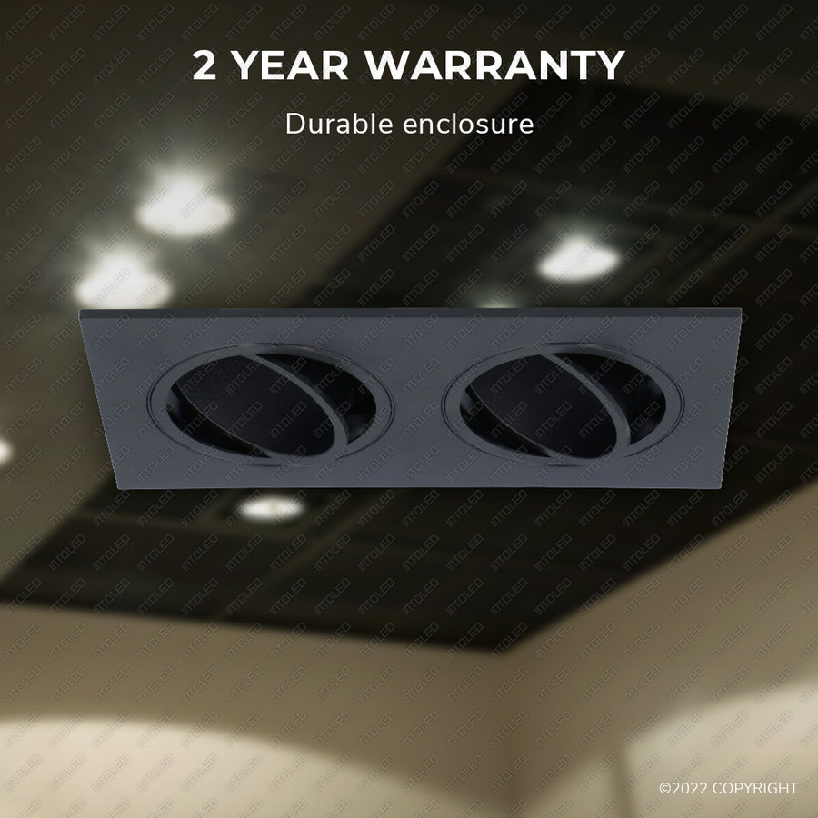 Double LED Downlight Mallorca black rectangular - Tiltable - IP22