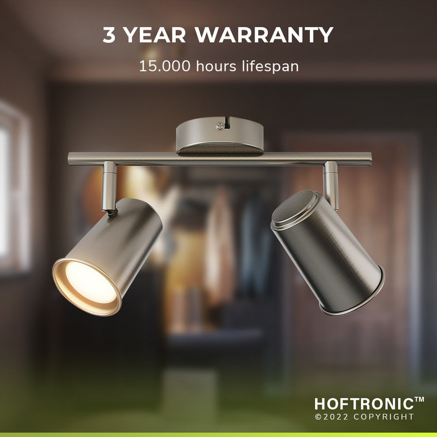 Riga LED ceiling light - Tiltable - 2 spotlights - Stainless steel