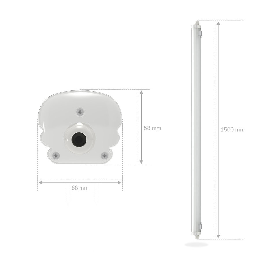150cm LED Tube light IP65 Waterproof - 4000K Neutral white - Linkable
