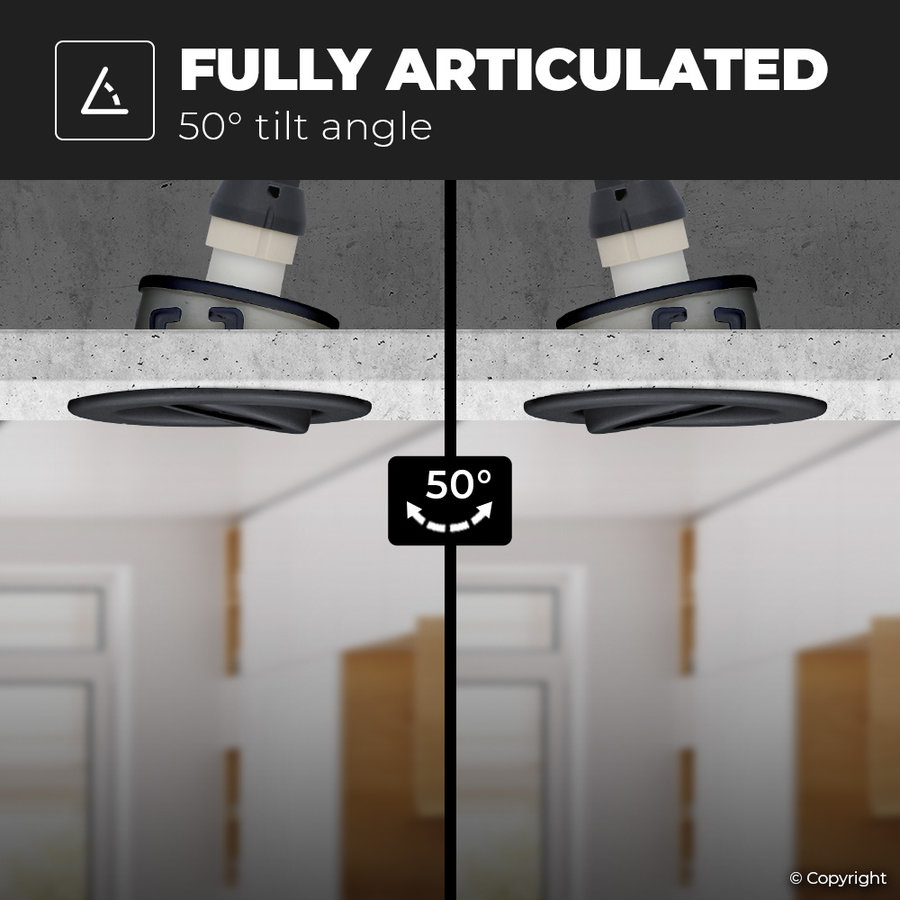 6x Lima LED recessed downlight - Tiltable - Daylight white - Black