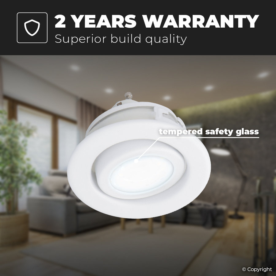 Lima LED recessed downlight - Tiltable - IP65 - Daylight white - White