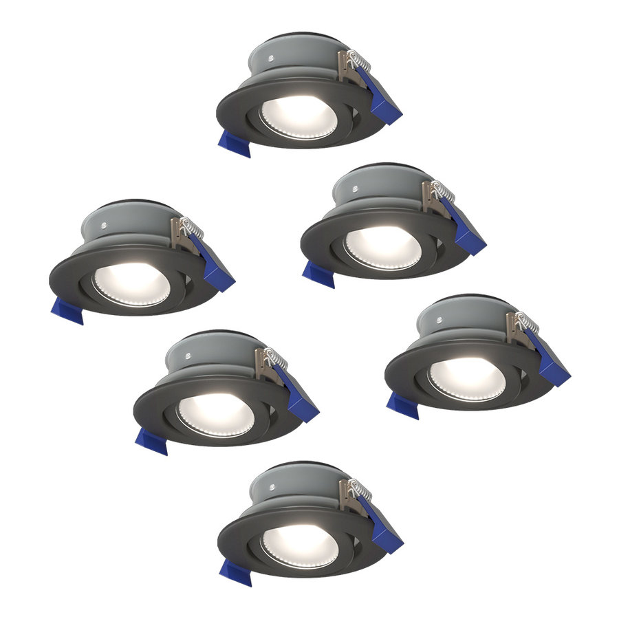 6x Lima LED recessed downlight - Tiltable - Daylight white - Black