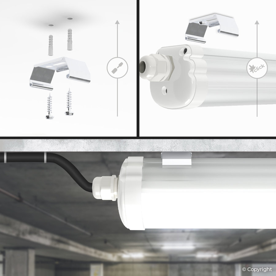 6x 150cm LED Tube light IP65 Waterproof - 6500K Daylight white