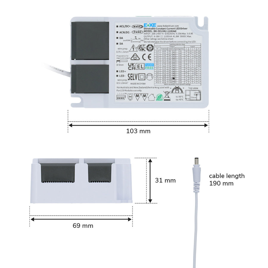 LED Driver Dali Dimmable Boke for LED Panel