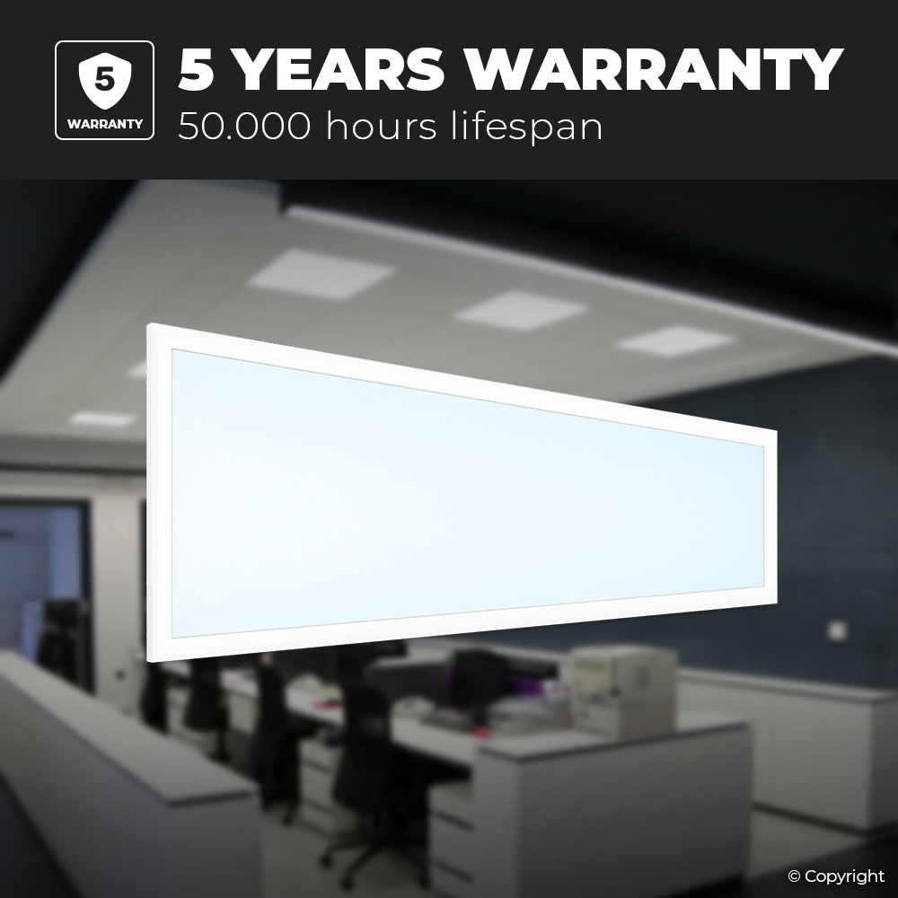 Dimmable LED Panel 30x120 cm 36 Watt 4320lm 6000K 5 year warranty