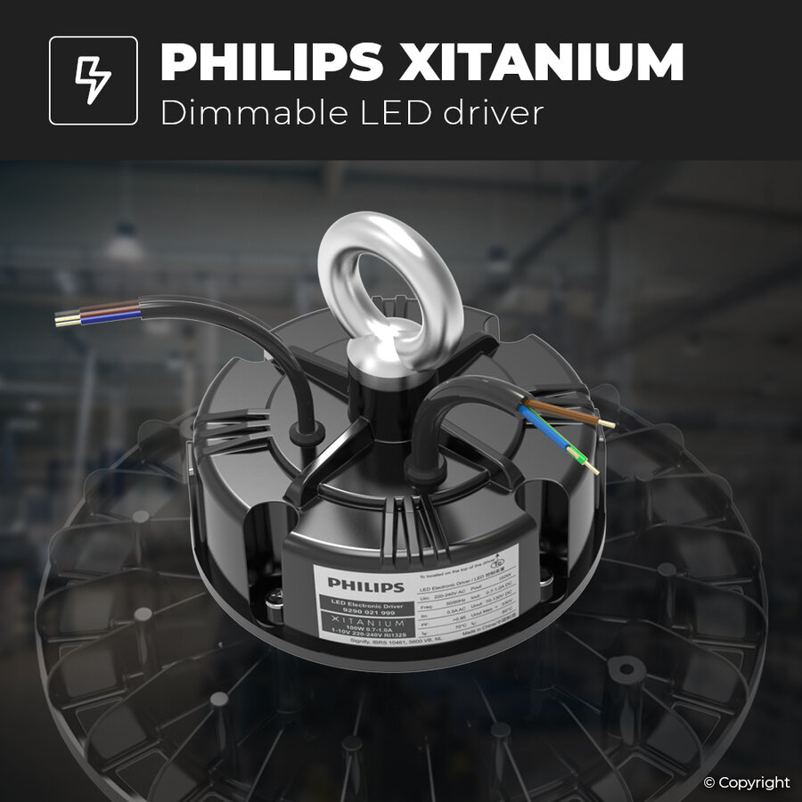 LED High bay 100W 6000K IP65 160lm/W Incl. Philips Driver