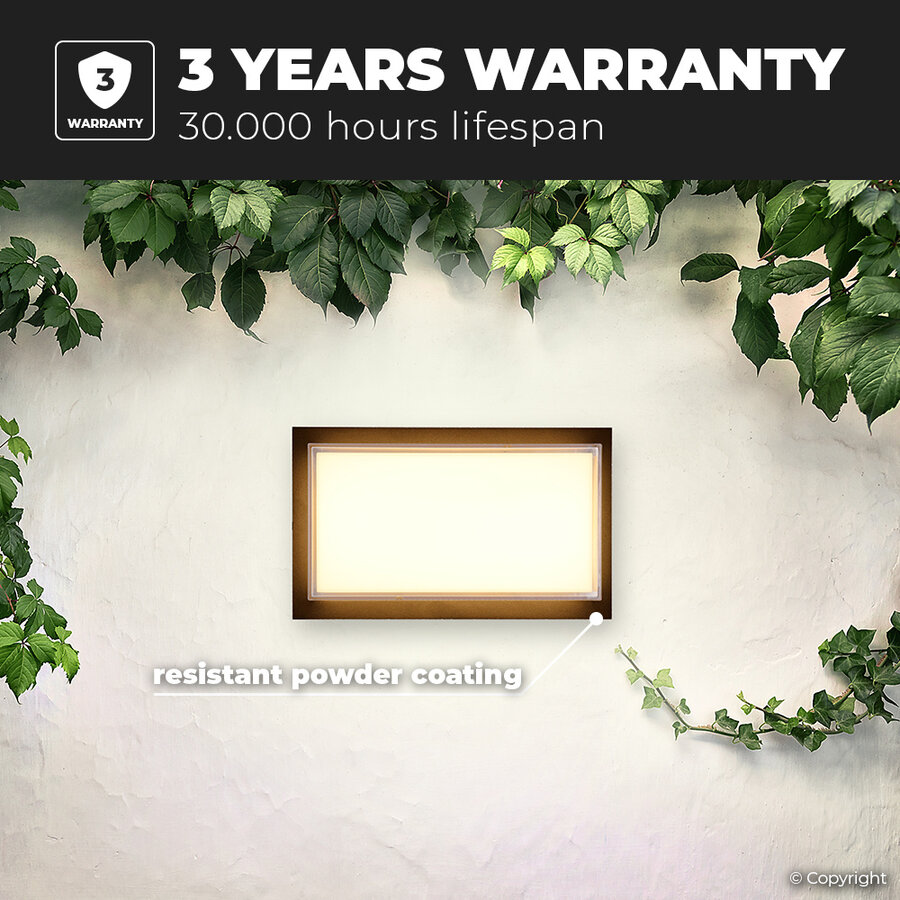 Milan LED wall light - 3000K - 12 watts - IP54 - Black