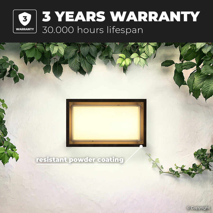 Brandon LED-Wandleuchte - 3000K - 12 Watt - IP54 - Schwarz