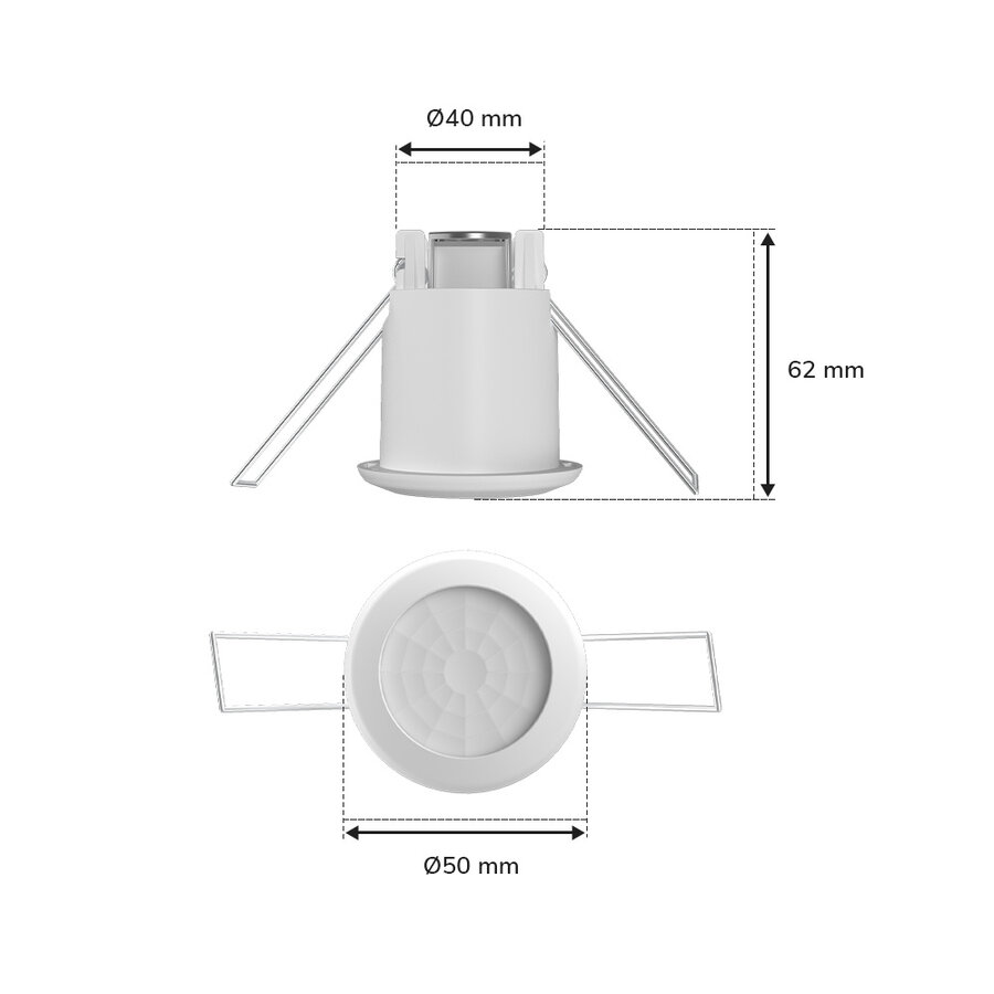 PIR motion sensor 360° range 8m Max. 800 Watt IP20 recessed white