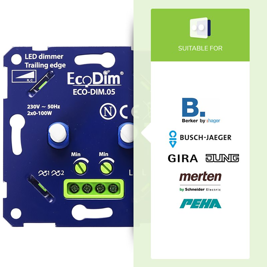 EcoDim ECO-DIM. 05 led duo dimmer trailing edge 2x 0-100W