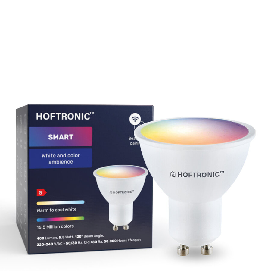 Set of 3 GU10 SMART LED Bulbs RGBWW Wifi 5.5 Watt 345lm 38° Dimmable