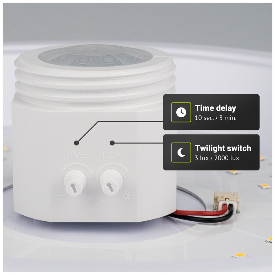 LED ceiling light white with motion sensor 12W 1000 Lumen 3000K IP20