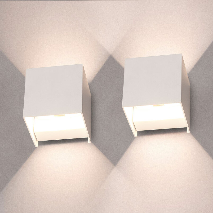 2x Kansas LED wall light - 3000K warm white - 7 watt - IP65 - White