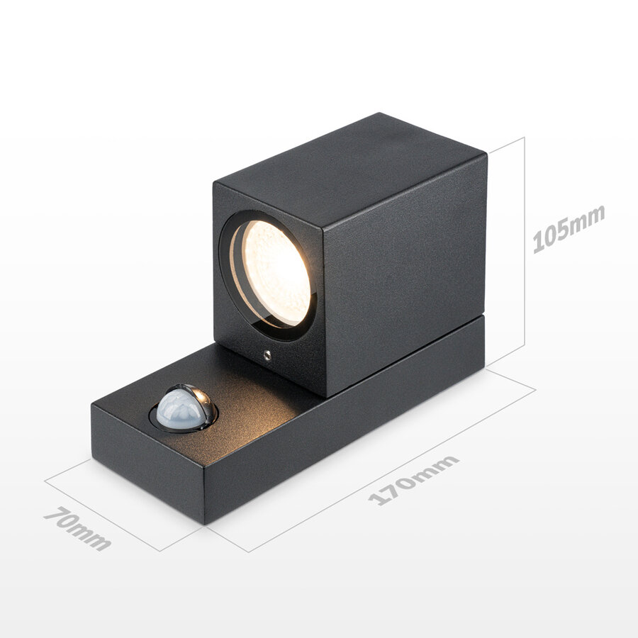 Marion PIR - LED wall lamp cube - Motion sensor - GU10 excl. light ...