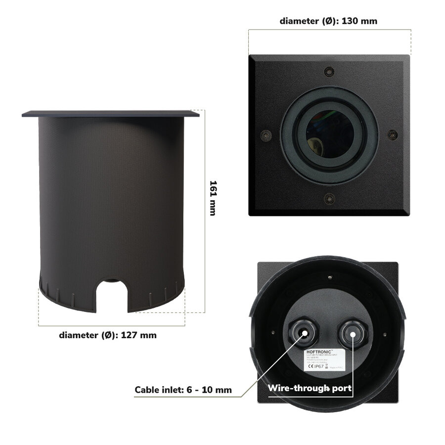 3-Pack Cody LED in-ground lights black - Crossable - Square - 6500K