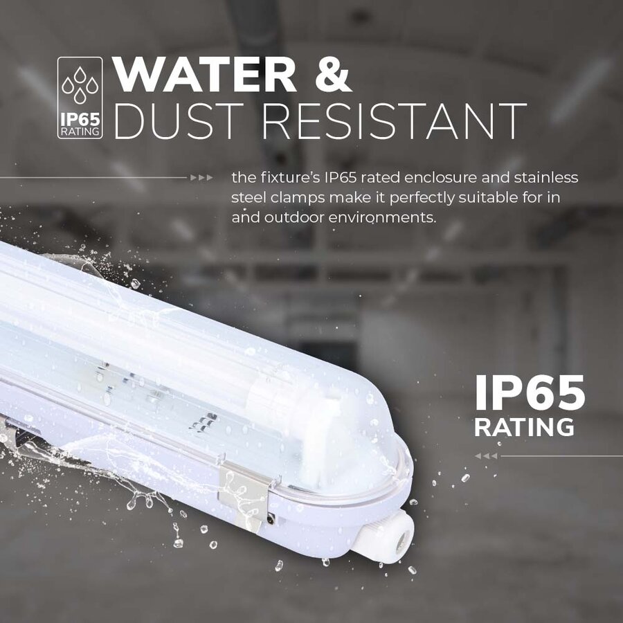 LED fixture IP65 4000K 120 cm incl. 12-18 Watt LED tube