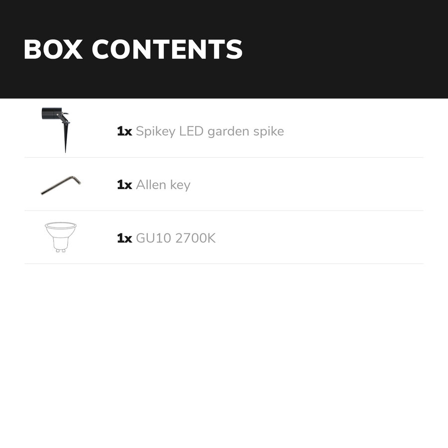 Spikey LED Prikspot 5 Watt 400lm 2700K zwart IP65 waterdicht