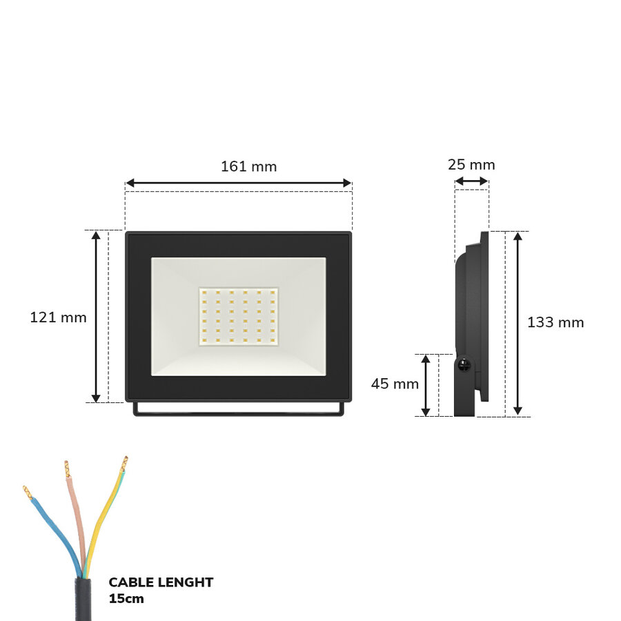Lumons LED Floodlight - 30W 2830lm - 4000K - IP65 - replaces 160W
