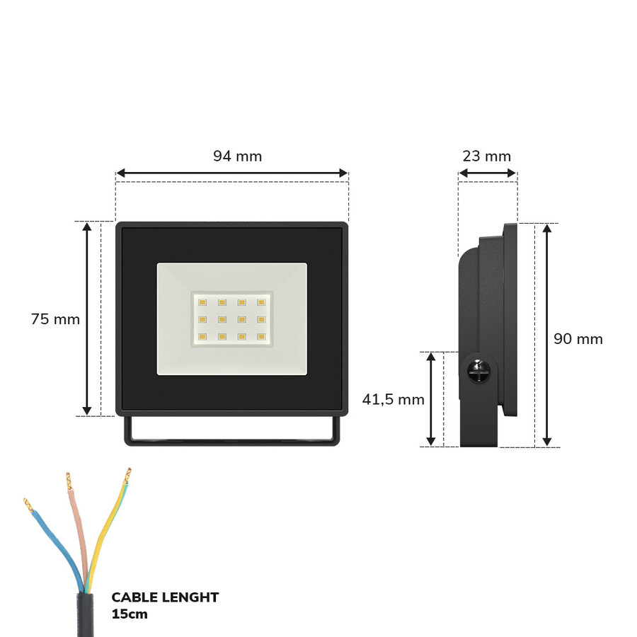 Lumons LED Floodlight - 10W 850lm - 6500K - IP65 - replaces 80W