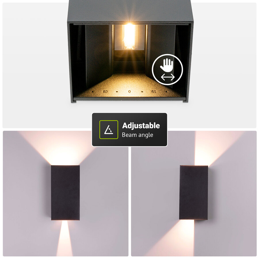 Miles S dimmable LED wall light - RGBWW - 10 watt - IP65 - Black