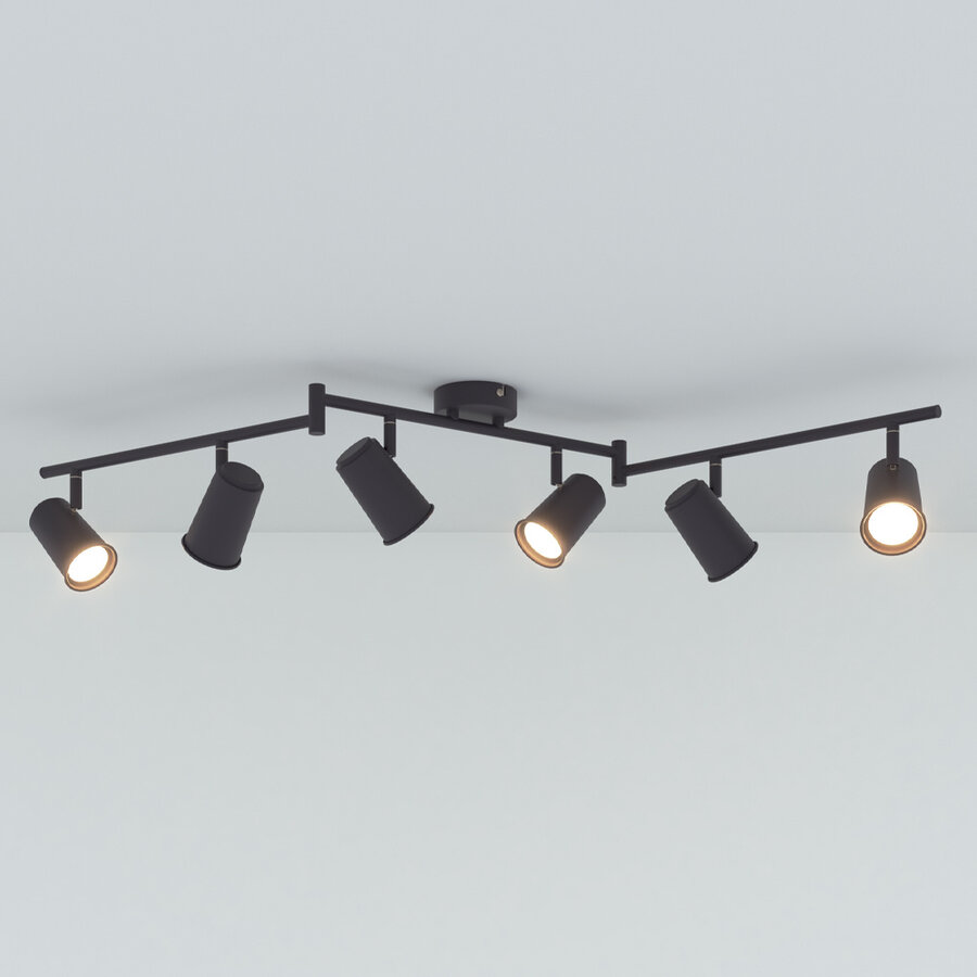 Riga LED ceiling light - Tiltable - 6 spotlights - GU10 - Black