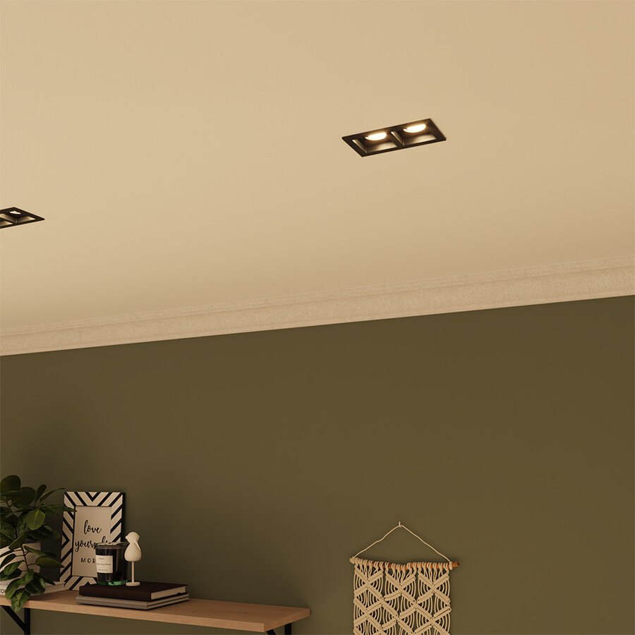 Fresno Double recessed downlight - 4000K- Black- 185x102x35.5mm - GU10