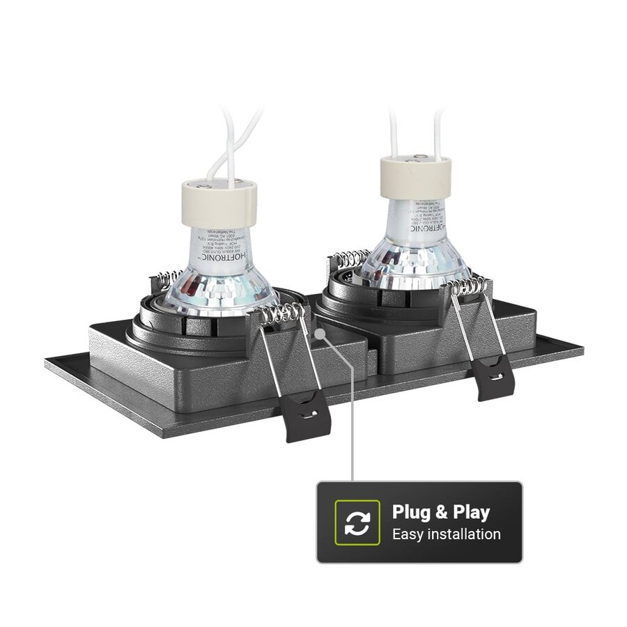 6x Fresno Smart Double recessed downlight- RGBWW- Black- 185x102x35.5