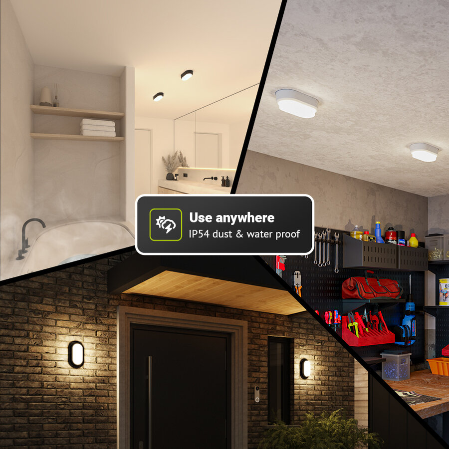 4x C-Series - LED Dome Ceiling Light - Wall light- Black - IP54- 6500K