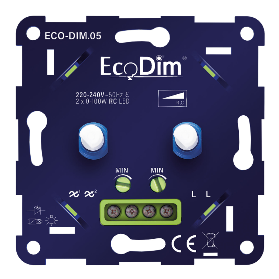 EcoDim ECO-DIM. 05 led duo dimmer trailing edge 2x 0-100W