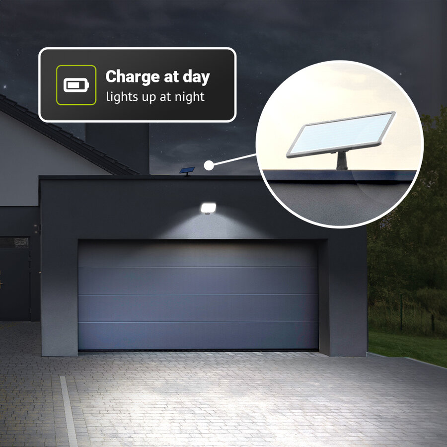 LED solar outdoor light with sensor 7 watt 600 lumen black