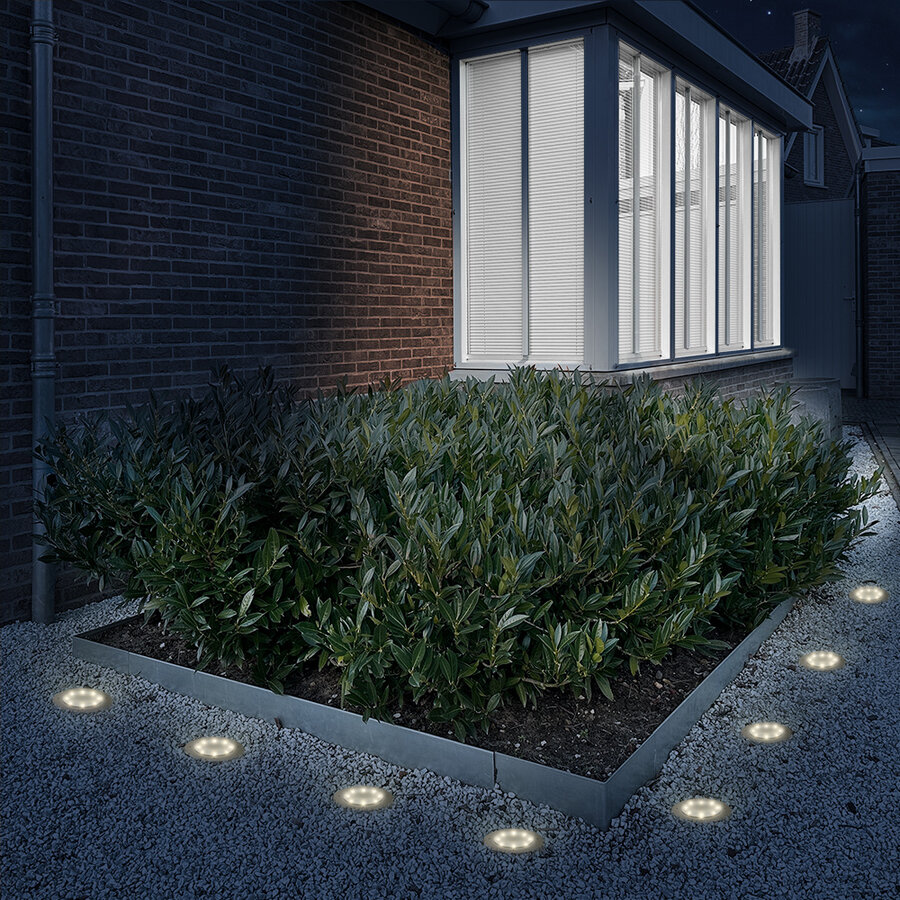 Ellis 4x Solar grondspots - 8 LEDs - 3000K - IP65 - Zwart