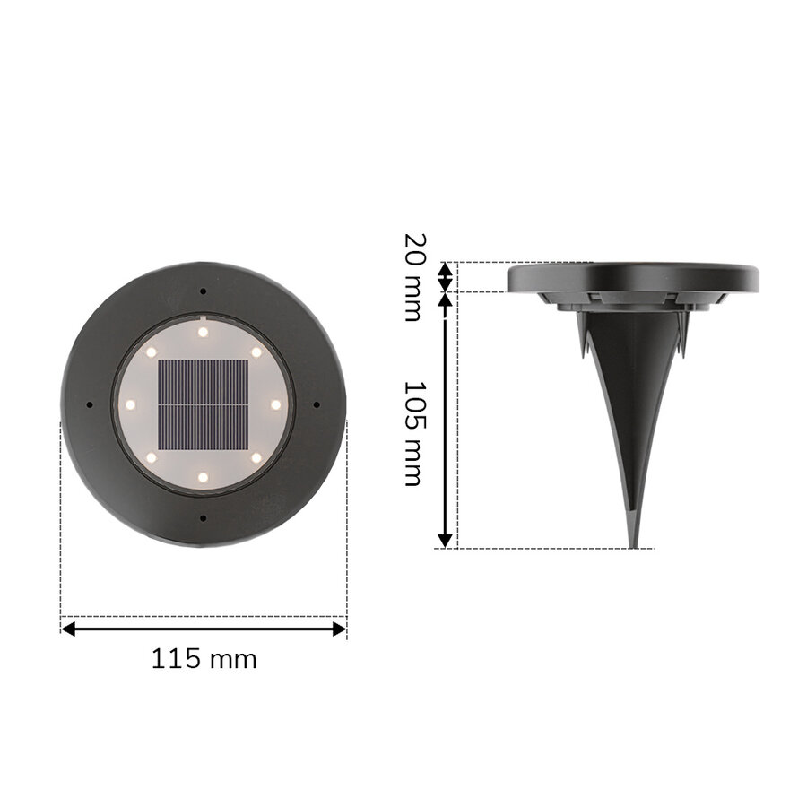 Ellis 4x solar in-ground spotlight - 8 LEDs - 3000K - IP65 - Black