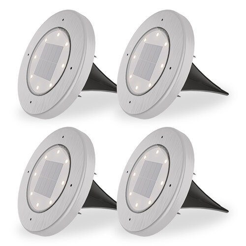 Ellis 4x Solar grondspots - 8 LEDs - 3000K - IP65 - Zwart