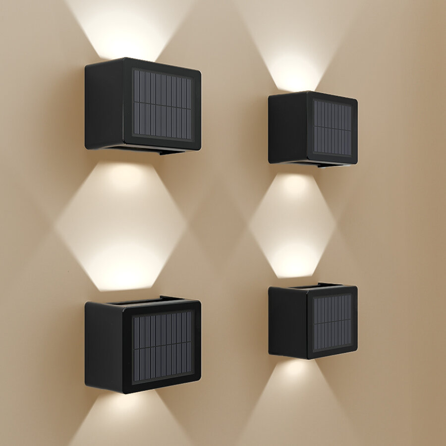 4x Louis - Solar LED Wall Light - Cube - Up&Downlight - CCT