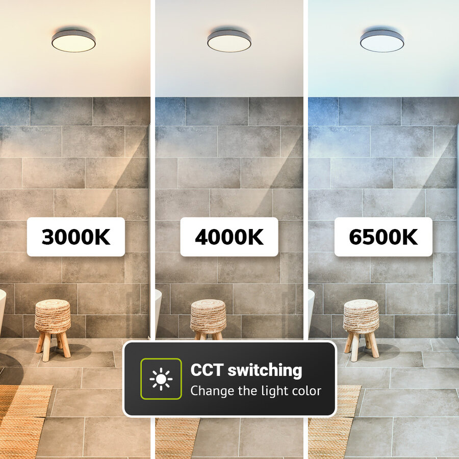 LED ceiling light black - Adjustable light colours & dimmable 24W