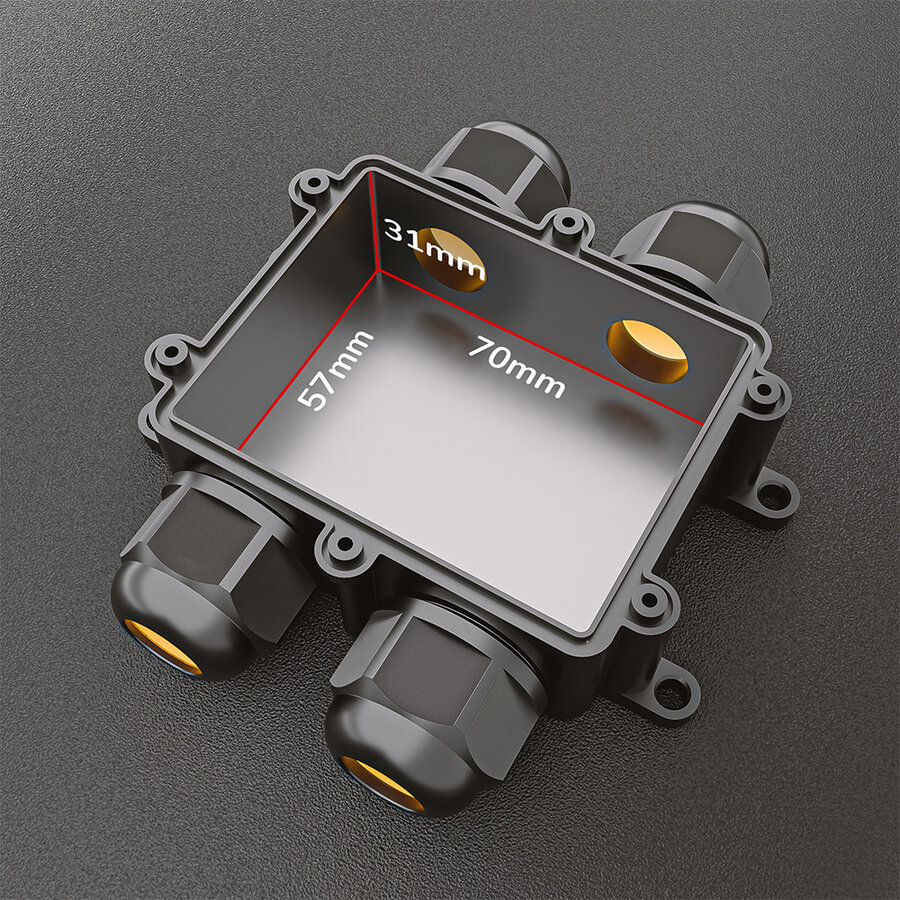 Junction Box - Cable Connector IP68 Waterproof - 4 cables - 4 to 12 mm