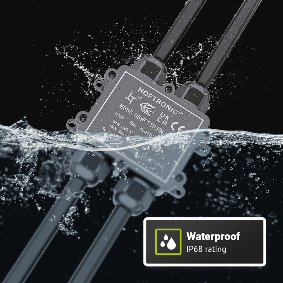 Junction Box - Cable Connector IP68 Waterproof - 4 cables - 4 to 12 mm