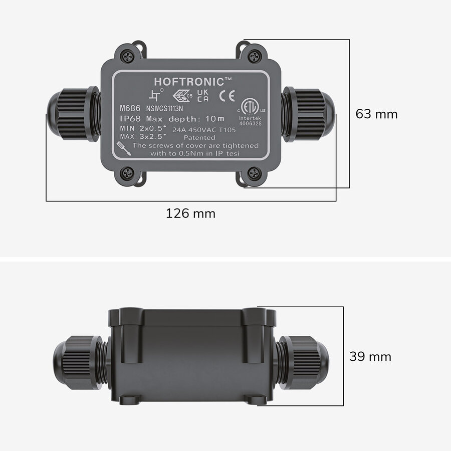 Junction Box - Cable Connector IP68 Waterproof - 4 to 11 mm