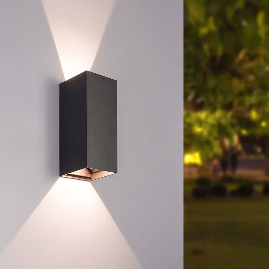 Miles S LED wandlamp - Dimbaar - 3000K - 10 Watt - IP65 - Zwart